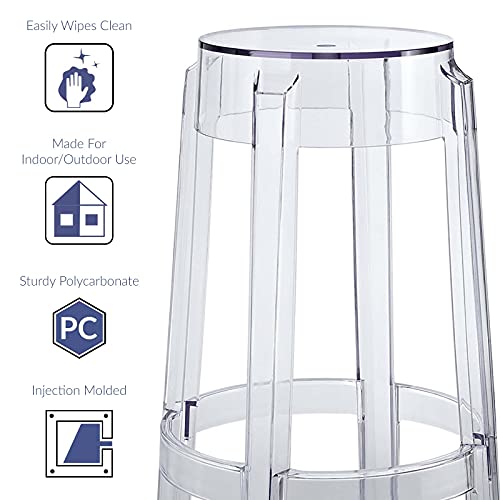 Modway Casper Modern Acrylic Bar Stool in Clear - Fully Assembled