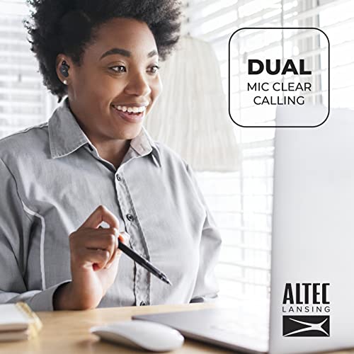 Altec Lansing NanoBuds True Wireless Earbuds with Charging Case, IPX4 Waterproof, Dual Mic, 30 Hours Playtime – Sports in Ear Earphones for iPhone & Android (Charcoal Grey)