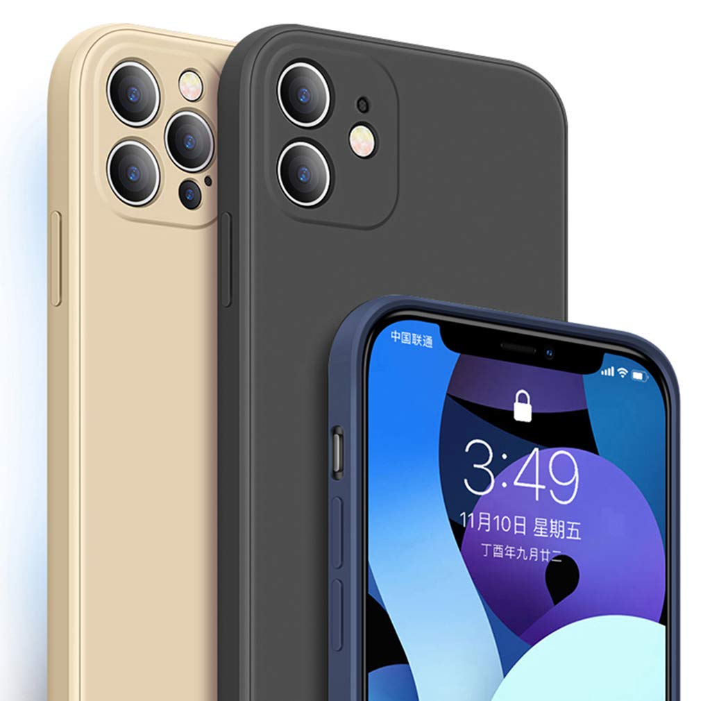 Liquid Silicone Case Compatible with iPhone 12 Mini 5.4", Anti Scratch & Fingerprint, Microfiber Liner Shockproof Full Body Covered Slim Soft Gel Rubber Enhanced Camera & Screen Drop Protection, Blue