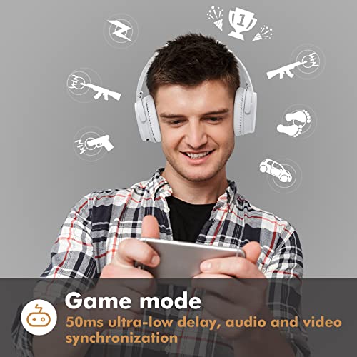 Srhythm NC25 Active Noise Cancelling Headphones Bluetooth 5.3,ANC Stereo Headset Over-Ear with Hi-Fi,Mic,50H Playtime,Voice Assistant,Low Latency Game Mode