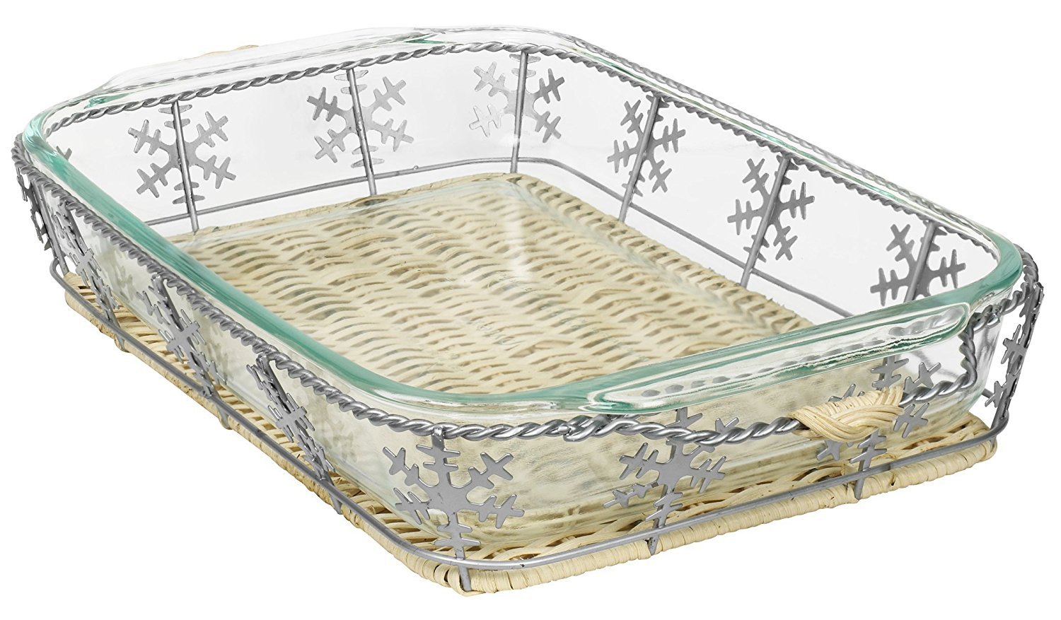 Pyrex 3 Quart Round Glass Snowflake Basket