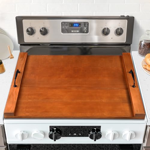 Calmbee Noodle Board Stove Cover, Premium Pine Wood Stove Top Covers for Electric Stove, 30" x 22" Wooden Gas Stove Cover Stovetop Cover - Used as Serving Tray or Sink Cover for More Usable Space