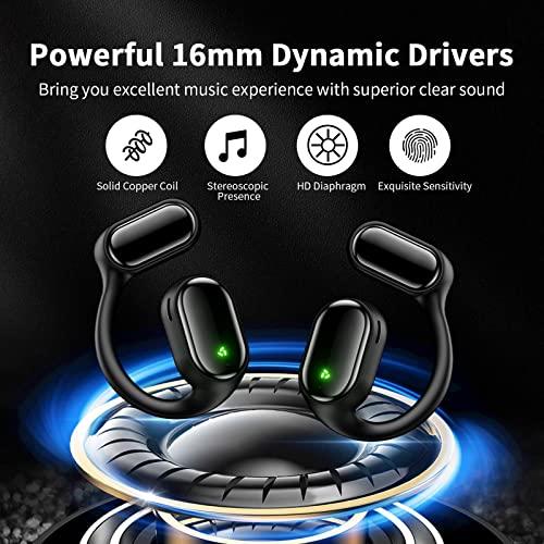 COOYA Open Ear Wireless Earbuds for Samsung Galaxy S23 Ultra S22 A53 Bluetooth 5.3 Headphones Dual 16mm Dynamic Drivers 32H Playtime IPX5 Waterproof Sport Headsets for iPhone 14 Pro Max 13 Pixel 7 6a