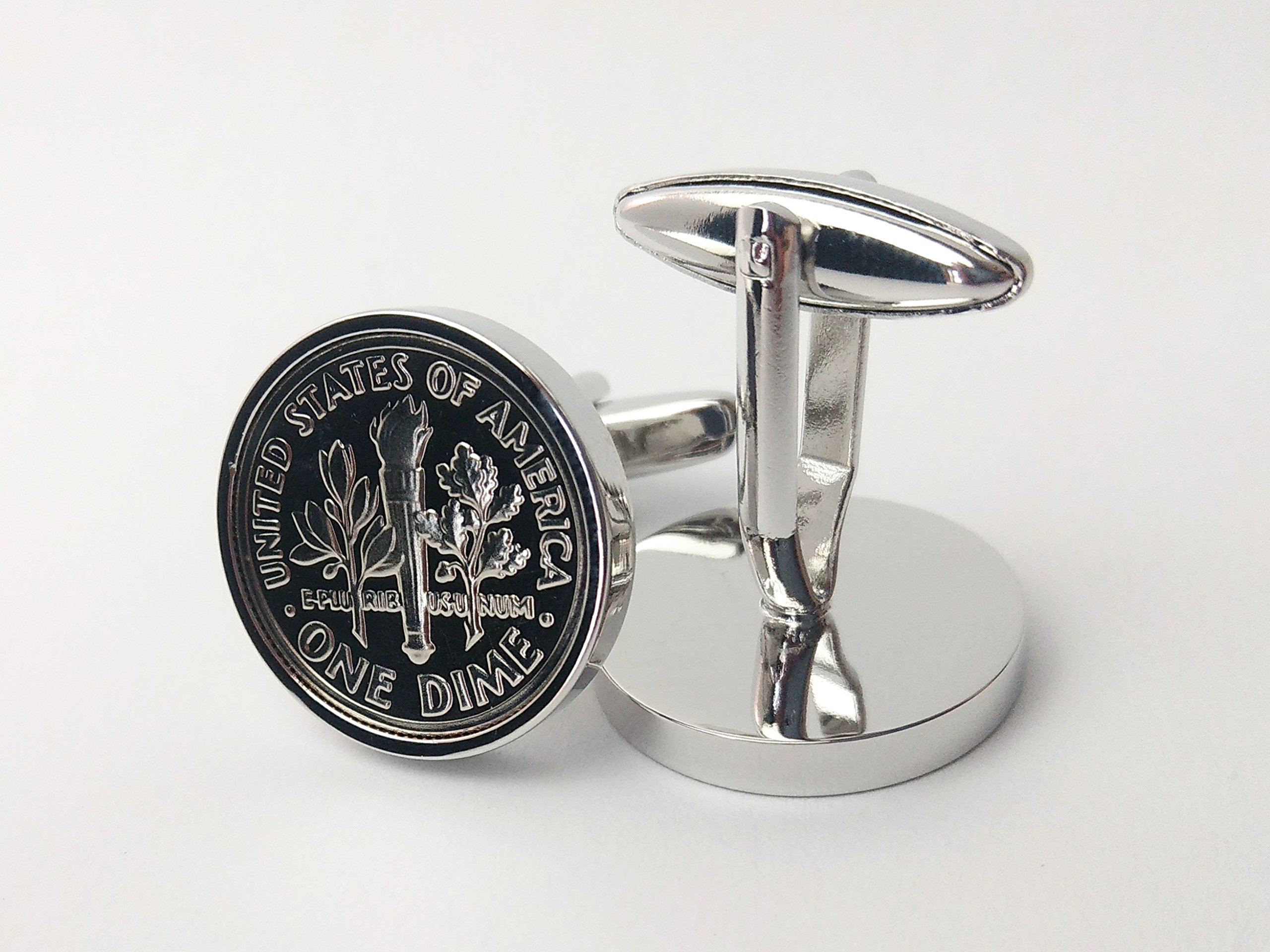 Worldcoincufflinks Rhodium Plated Birthday/Anniversary For Men 1973 Genuine in Silver Box