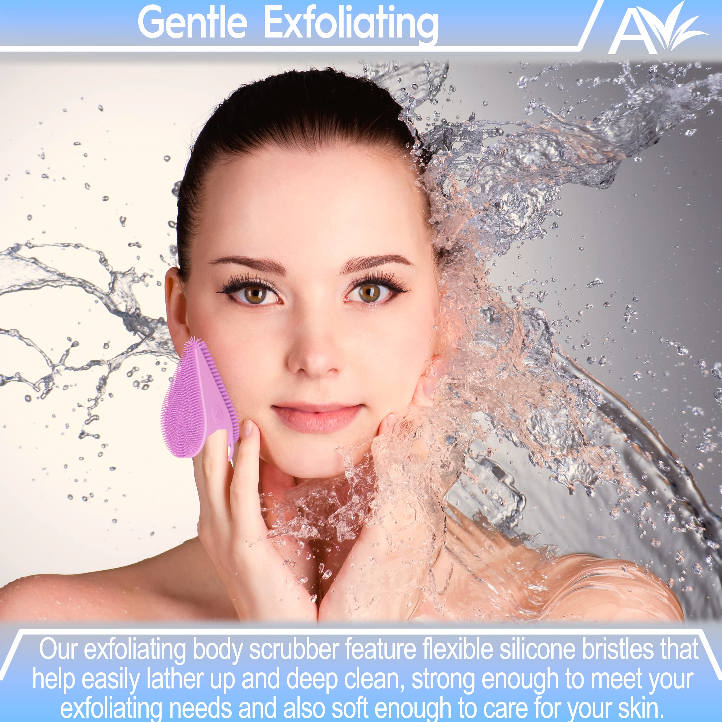 Avilana Silicone Face Scrubber- Dual Sided Manual Facial Cleansing Brush -Face Scrubber and Exfoliator- Deep Cleansing for All Skin Type (Lavender)