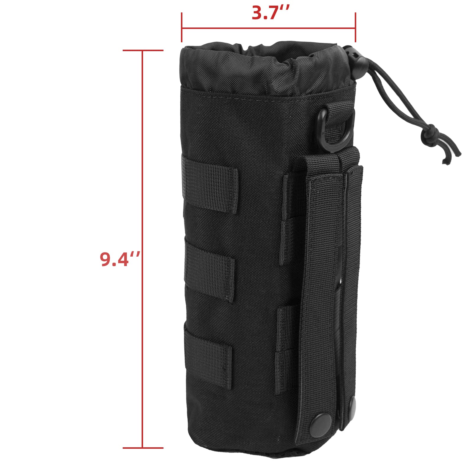 LOOGU Sports Water Bottle Pouch Bag, Molle Water Bottle Holder with Drawstring Open Top & Mesh Bottom, Travel Mesh Water Bottle Bag Tactical Hydration Carrier