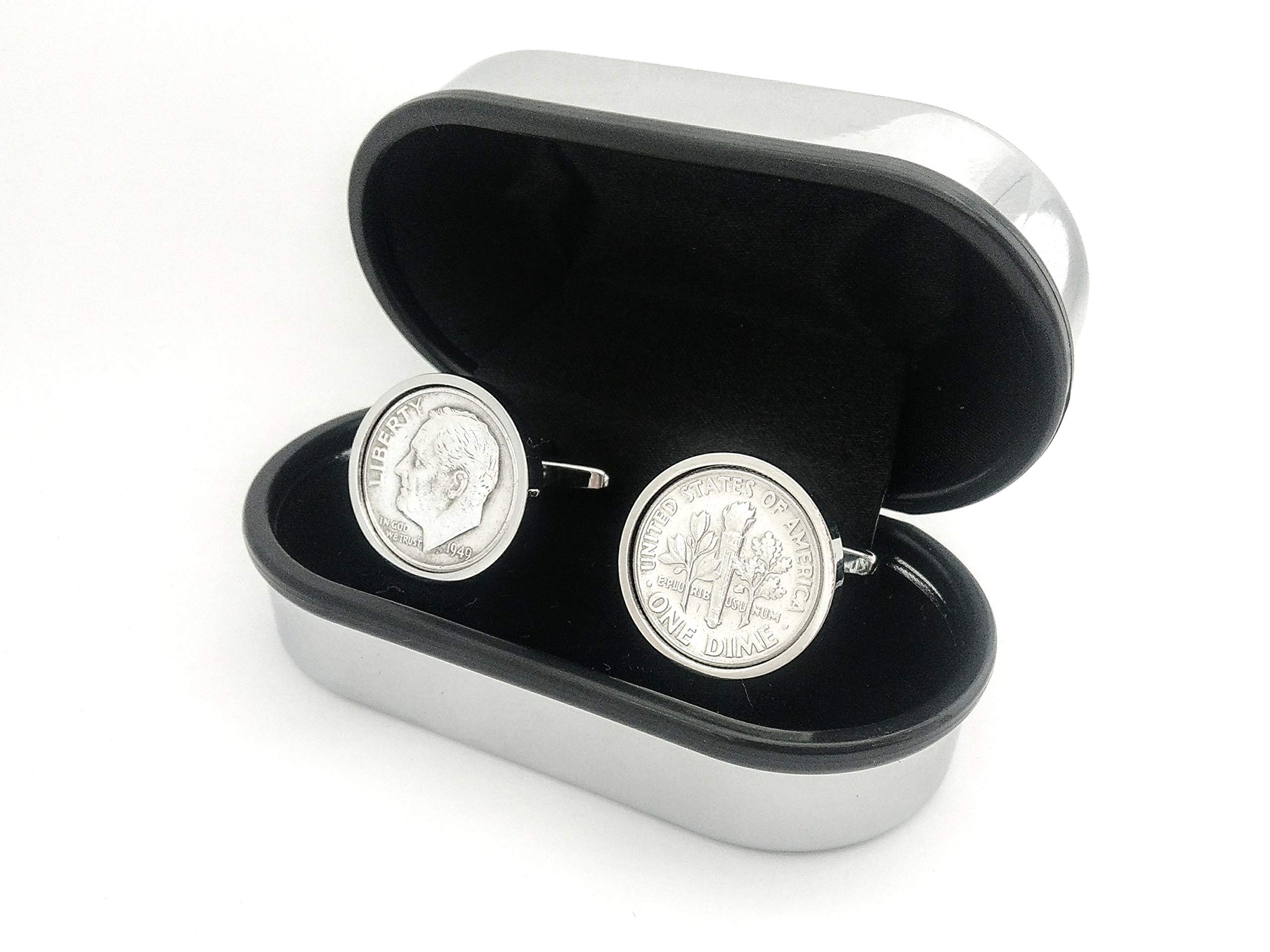 Worldcoincufflinks Rhodium Plated Birthday/Anniversary For Men 1973 Genuine in Silver Box