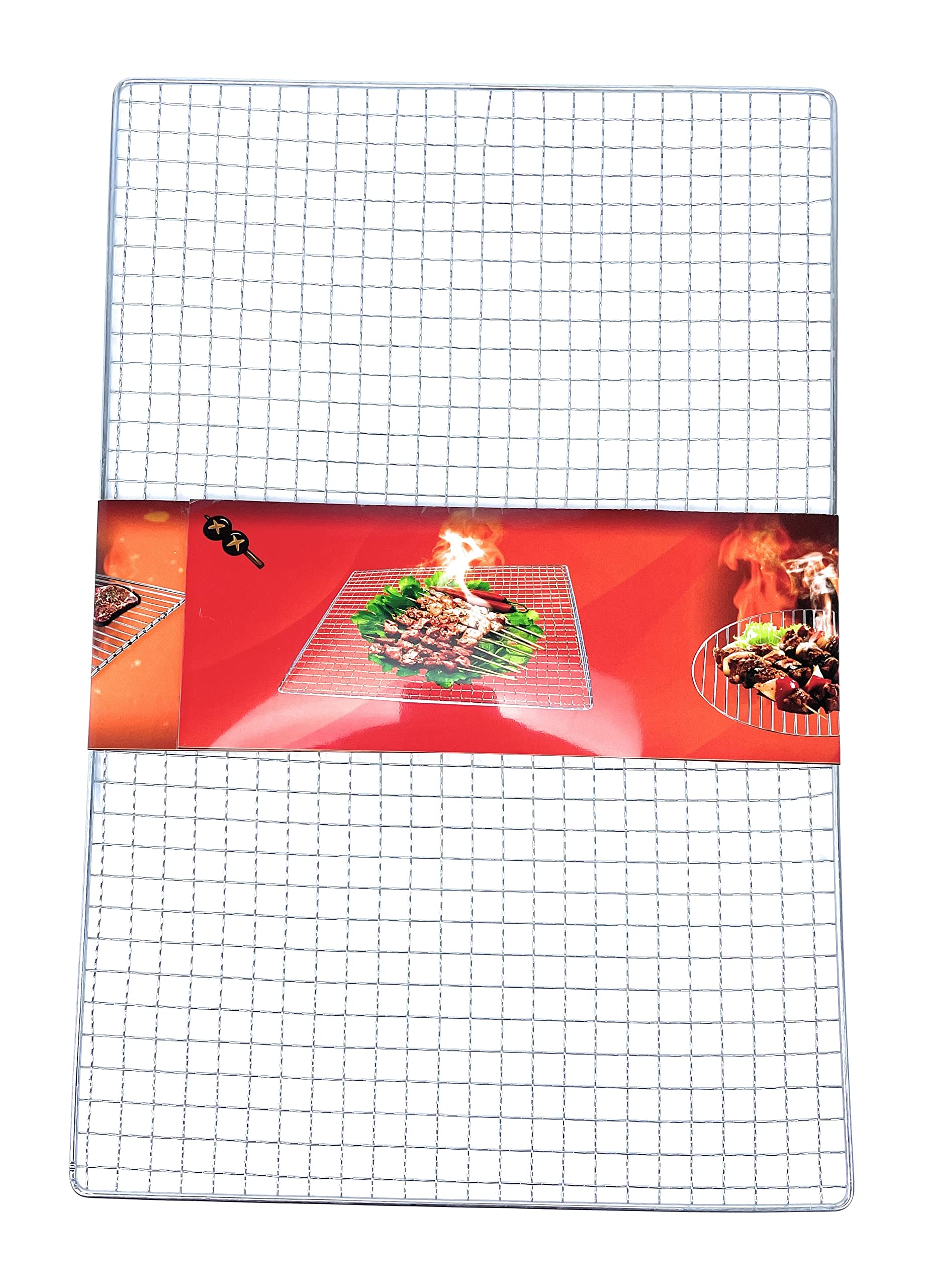 portable campfire barbecue grill wire mesh rack mat grate for stove charcoal, Rectangular, 17.7 inch , Stainless steel color