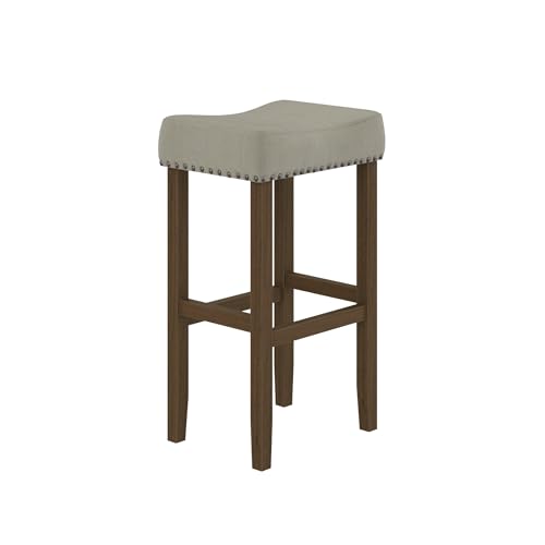Nathan James Hylie Nailhead Wood Pub-Height Kitchen Counter Bar Stool 29", Gray/Dark Brown