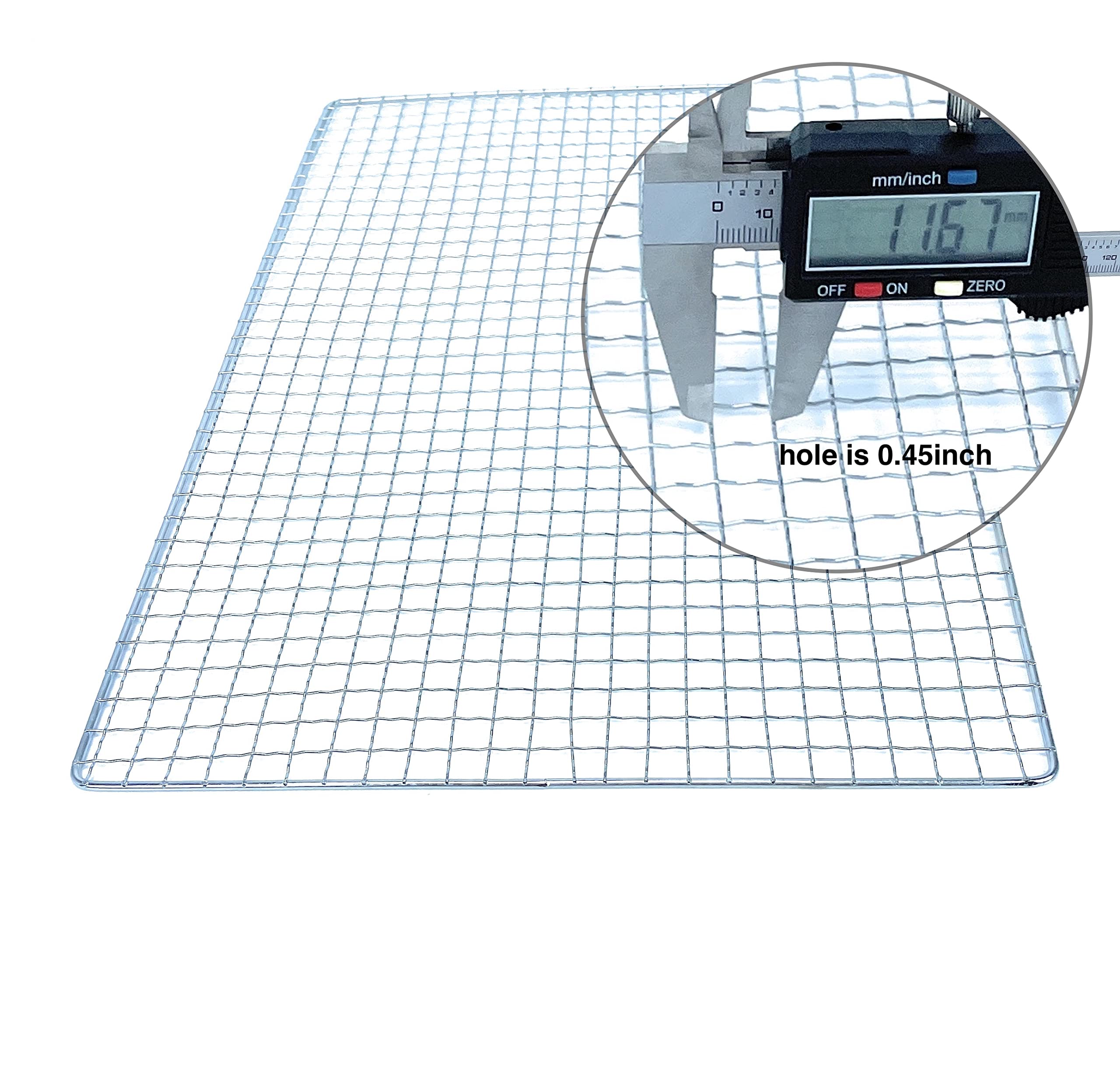 portable campfire barbecue grill wire mesh rack mat grate for stove charcoal, Rectangular, 17.7 inch , Stainless steel color