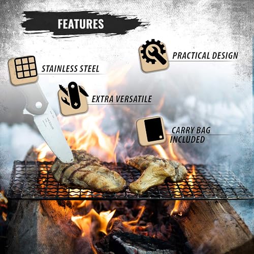 ITTA 2 Pack 15.7 x 10 inch Stainless Steel Campfire Grill Mesh BBQ Cooking Grate Bushcraft Fireplace with a Carry Bag, Lightweight and easy to Clean Perfect for Outdoor Backpacking Camping Hiking