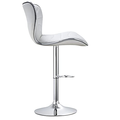 YIMUSTUK Premium Adjustable Swivel Bar Stools,Kitchen Counter Bar Stools Set of 2,White