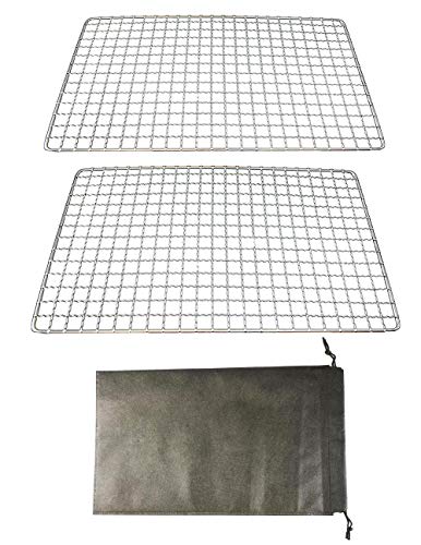 ITTA 2 Pack 15.7 x 10 inch Stainless Steel Campfire Grill Mesh BBQ Cooking Grate Bushcraft Fireplace with a Carry Bag, Lightweight and easy to Clean Perfect for Outdoor Backpacking Camping Hiking