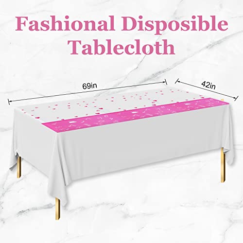 Pink and Gold Disposable Party Dinnerware Set, 20 Guest -141PCS with Paper Plates, Napkins, 9oz Cups, Plastic Silverware(Forks, Knives, Spoon), and Tablecloths, Party Supplies for Birthday Decoration