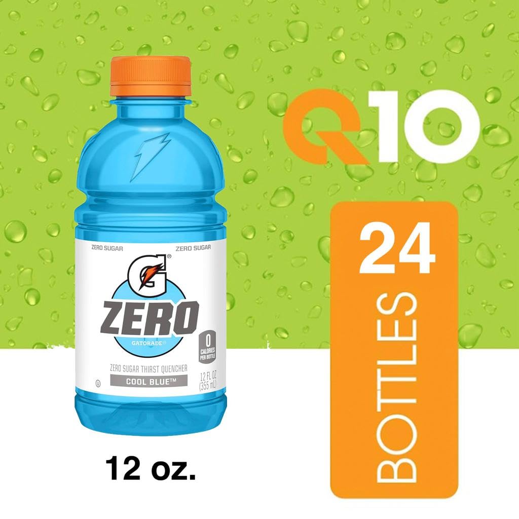QUALITATT 10 BOX - with Flavor Cool Blue Zero 24 Pack of Sport Drink Plastic Bottles 12 fl oz