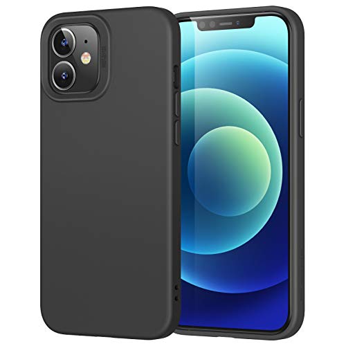 ESR Cloud Series Designed for iPhone Mini Case, Liquid Silicone Rubber Case [Comfortable Grip] [Screen & Camera Protection] [Velvety-Soft Lining] [Shock-Absorbing] for iPhone 2020, 5.4" ?Black