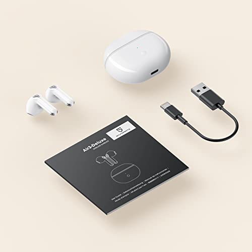 SoundPEATS Wireless Earbuds Air3 Deluxe Bluetooth 5.2 Earphones with QCC3040 aptX-Adaptive, TrueWireless Mirroring, 4 Microphones and CVC 8.0 for Clear Calls, 14.2mm Driver, Total 22Hrs, App Support