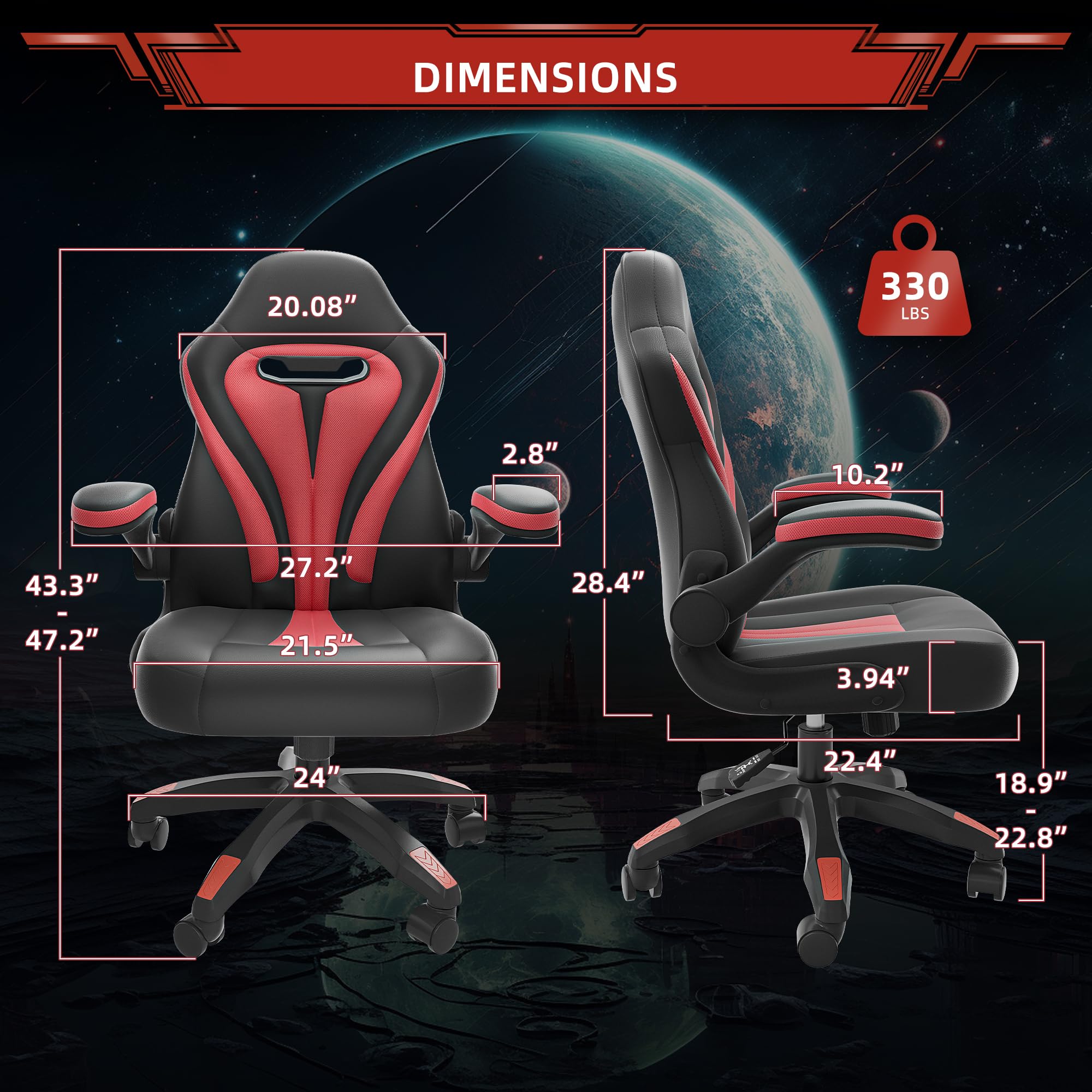 SeekFancy Gaming Cair Set of 2, Computer Gaming Chair Video Game Chairs for Teens Adults, Ergonomic Gaming Chair High Back Cheap Computer Office Chair, Black Silla PC Gamer Chair