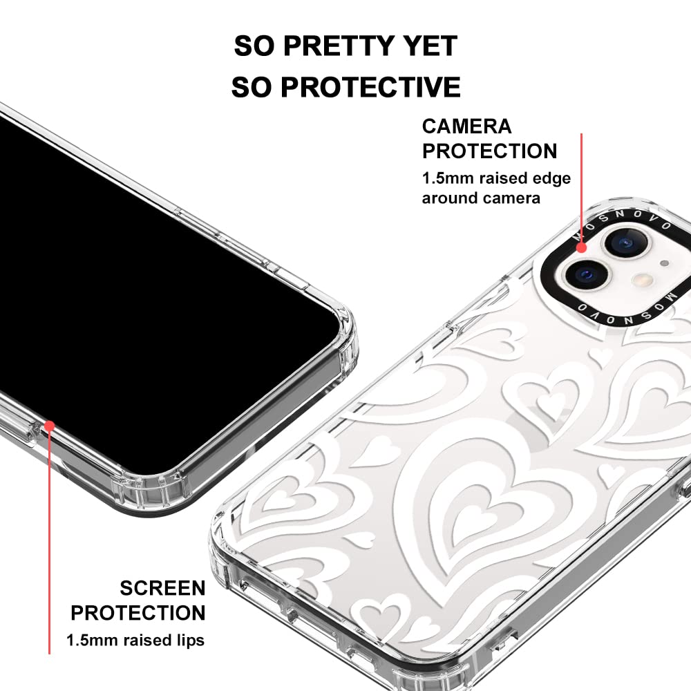 MOSNOVO Case for iPhone 12 Mini, [Buffertech 6.6ft Military-Grade Drop Protection] [Anti Peel Off Tech] Clear TPU Bumper Phone Case Cover Design - Twist Heart