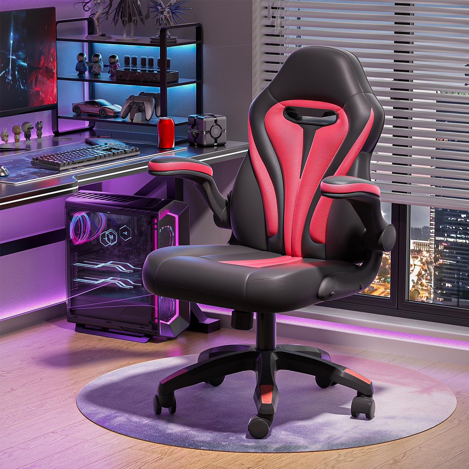 SeekFancy Gaming Cair Set of 2, Computer Gaming Chair Video Game Chairs for Teens Adults, Ergonomic Gaming Chair High Back Cheap Computer Office Chair, Black Silla PC Gamer Chair