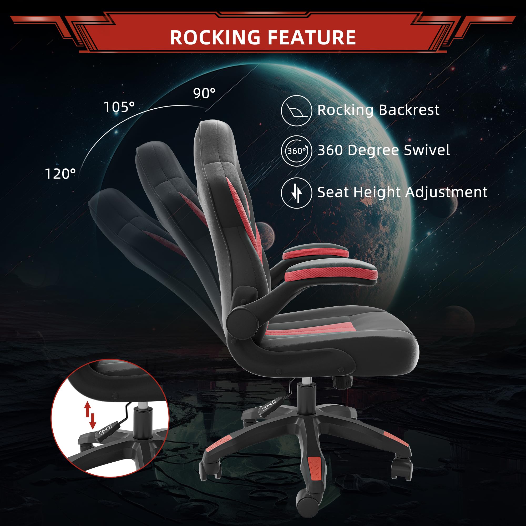 SeekFancy Gaming Cair Set of 2, Computer Gaming Chair Video Game Chairs for Teens Adults, Ergonomic Gaming Chair High Back Cheap Computer Office Chair, Black Silla PC Gamer Chair