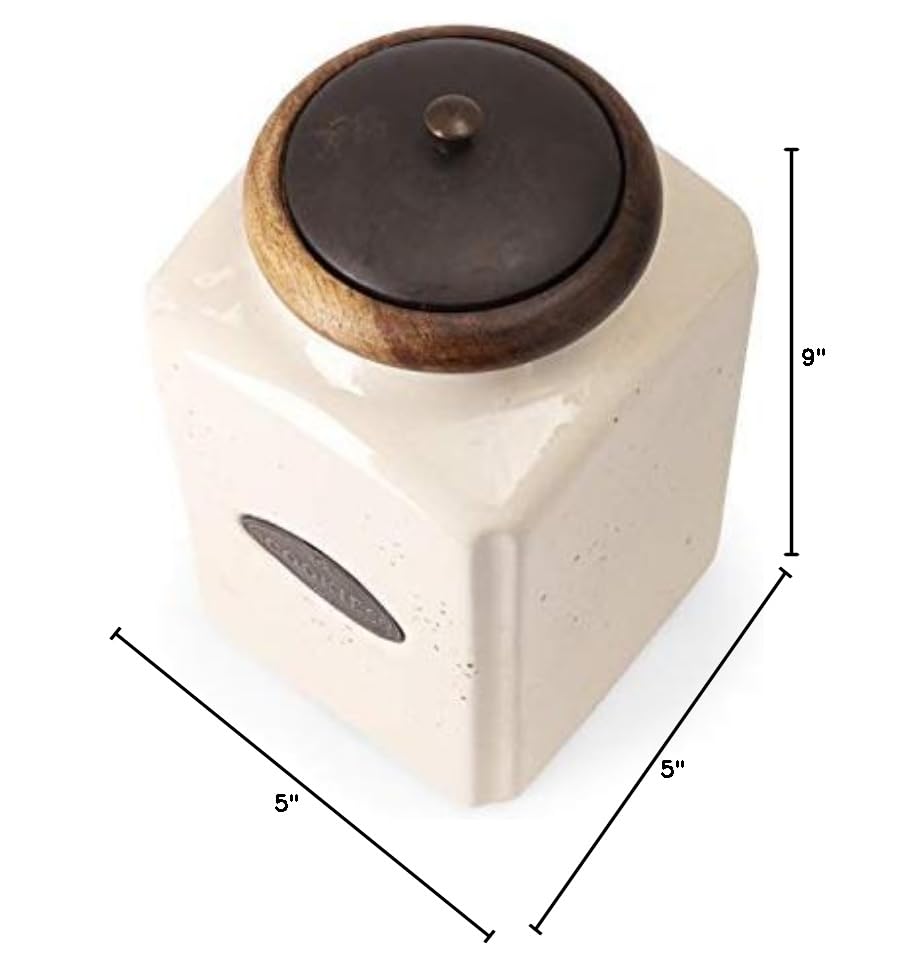 CC Home Furnishings Set of 3 Labeled Ivory Ceramic Kitchen Canisters with Lids Brown, 9-10-11"h x 5"w x 5"