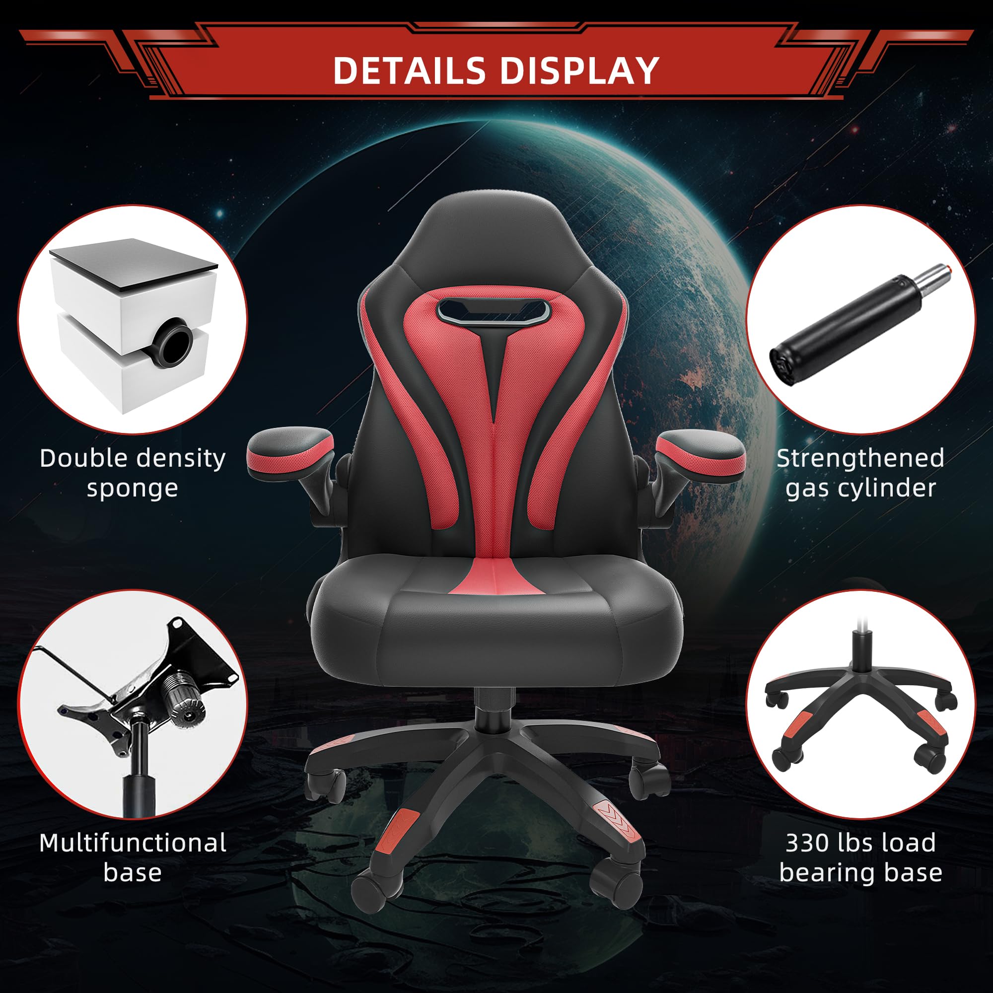 SeekFancy Gaming Cair Set of 2, Computer Gaming Chair Video Game Chairs for Teens Adults, Ergonomic Gaming Chair High Back Cheap Computer Office Chair, Black Silla PC Gamer Chair
