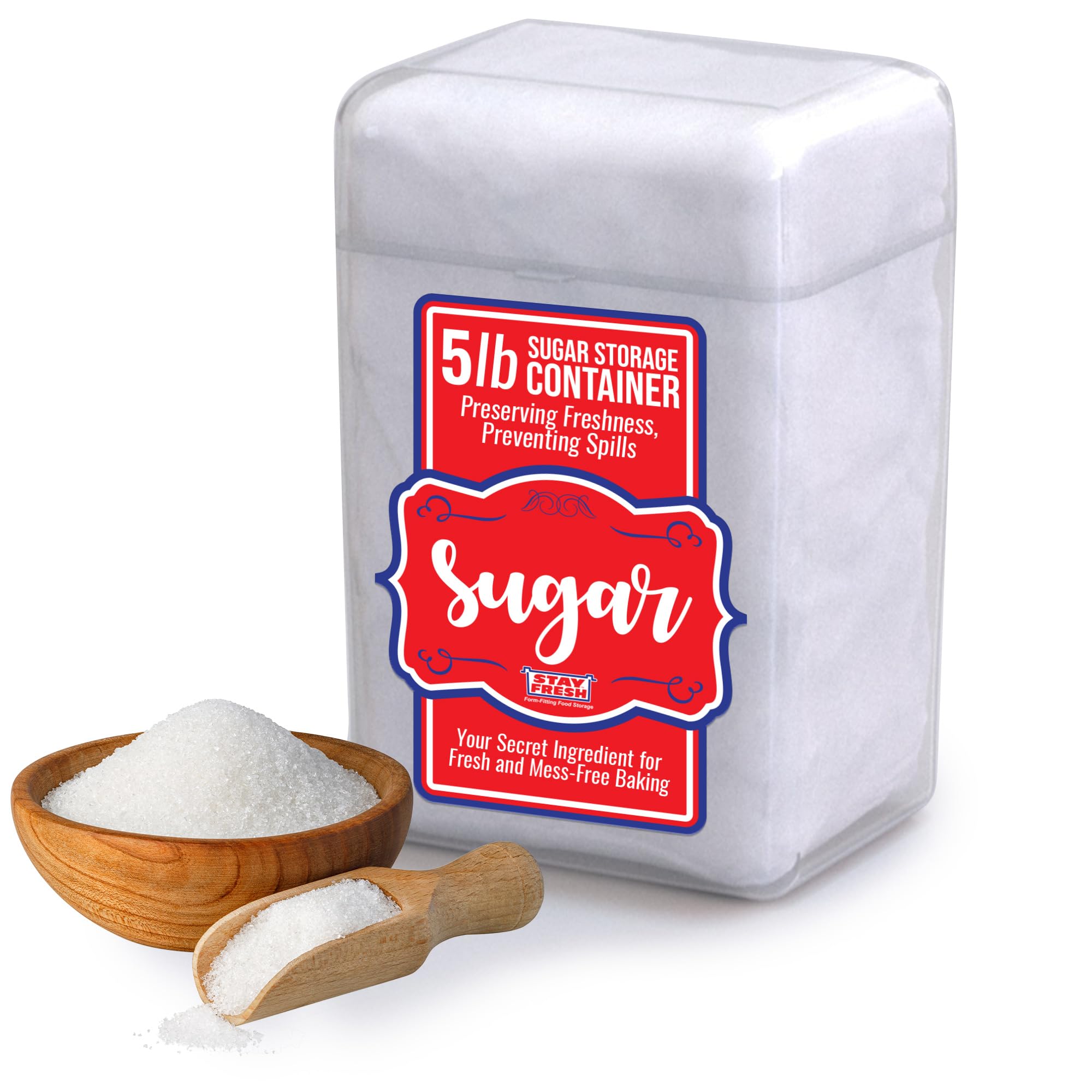 Stay Fresh Sugar Storage Container – Kitchen Discovery – Snap Close Sugar Canister Keeps Granules Fresh, Pourable and Spillproof for Optimal Sugar Storage