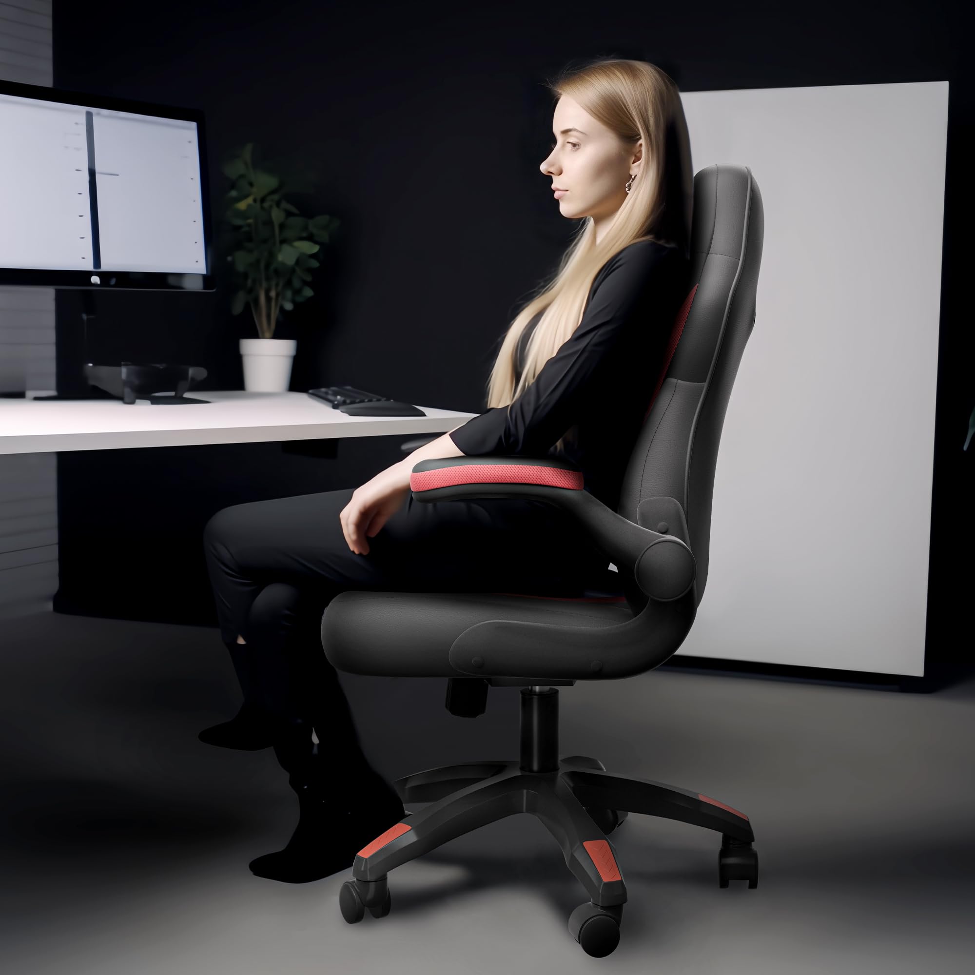 SeekFancy Gaming Cair Set of 2, Computer Gaming Chair Video Game Chairs for Teens Adults, Ergonomic Gaming Chair High Back Cheap Computer Office Chair, Black Silla PC Gamer Chair