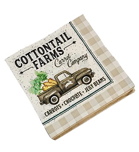 Easter Cottontail Farms Bunny Carrot Truck Paper Napkins (Lunch Size, 44 Count)