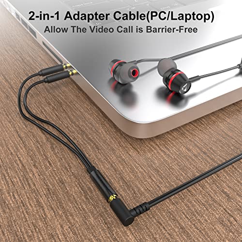 1mii Wired Earbuds with Microphone & Volume Control, in-Ear Headphones Magnetic with Deep Bass, Noise Isolating, High Sound Quality Earphones with 3.5mm Jack for Phone, Android, PC, iPad, MP3(Black)