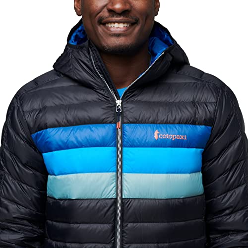 Cotopaxi Fuego Down Hooded Jacket - Men's Black & Pacific Stripes Medium