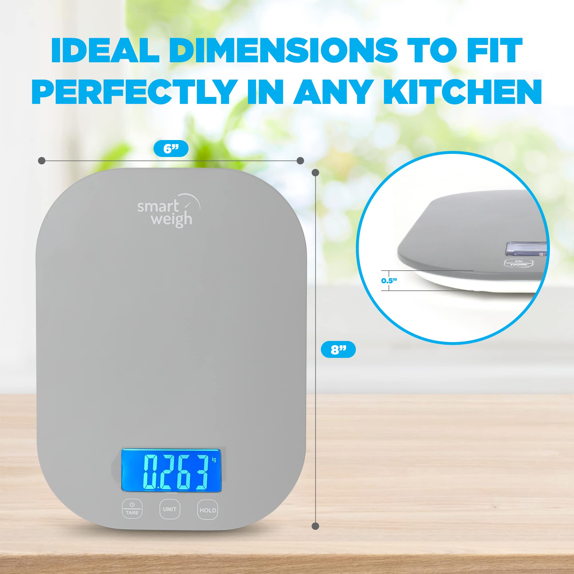 Smart Weigh 11 lb. Digital Kitchen Food Scale, Mechanical Accurate Weight Scale with 5-Unit Modes, Grams and Ounces for Weight Loss,Weighing Ingredients, Dieting, Keto Cooking , Meal Prep and Baking