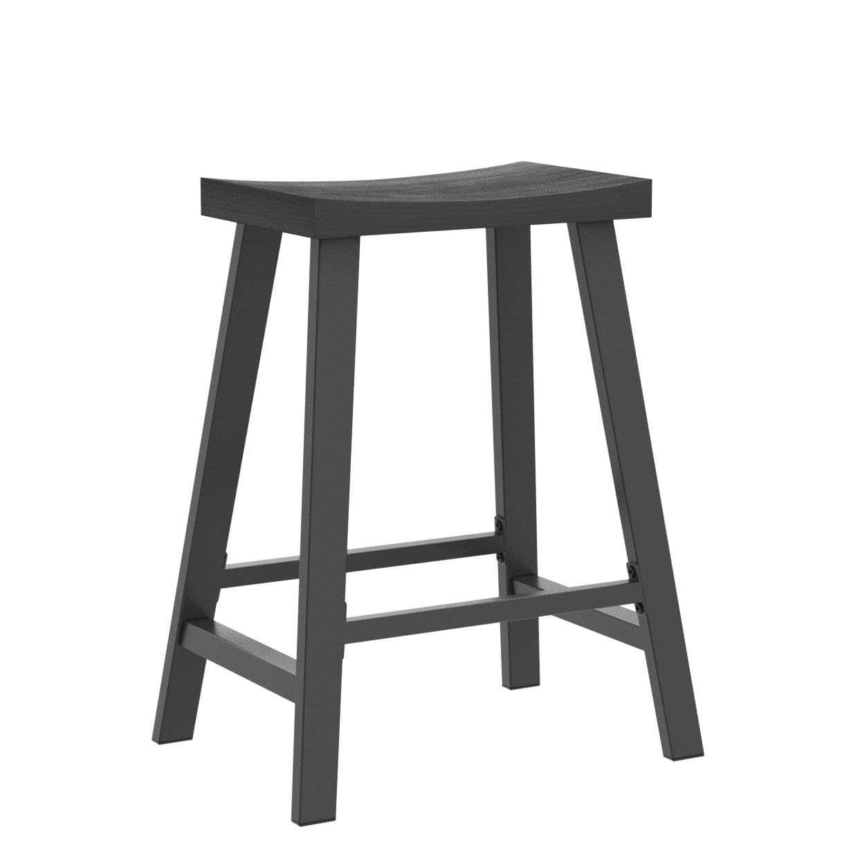 VASAGLE Bar Stools, Set of 2 Bar Chairs, Kitchen Breakfast Bar Stools with Footrest, 23.6 Inches High, Industrial in Living Room, Party Room, Black ULBC074B56