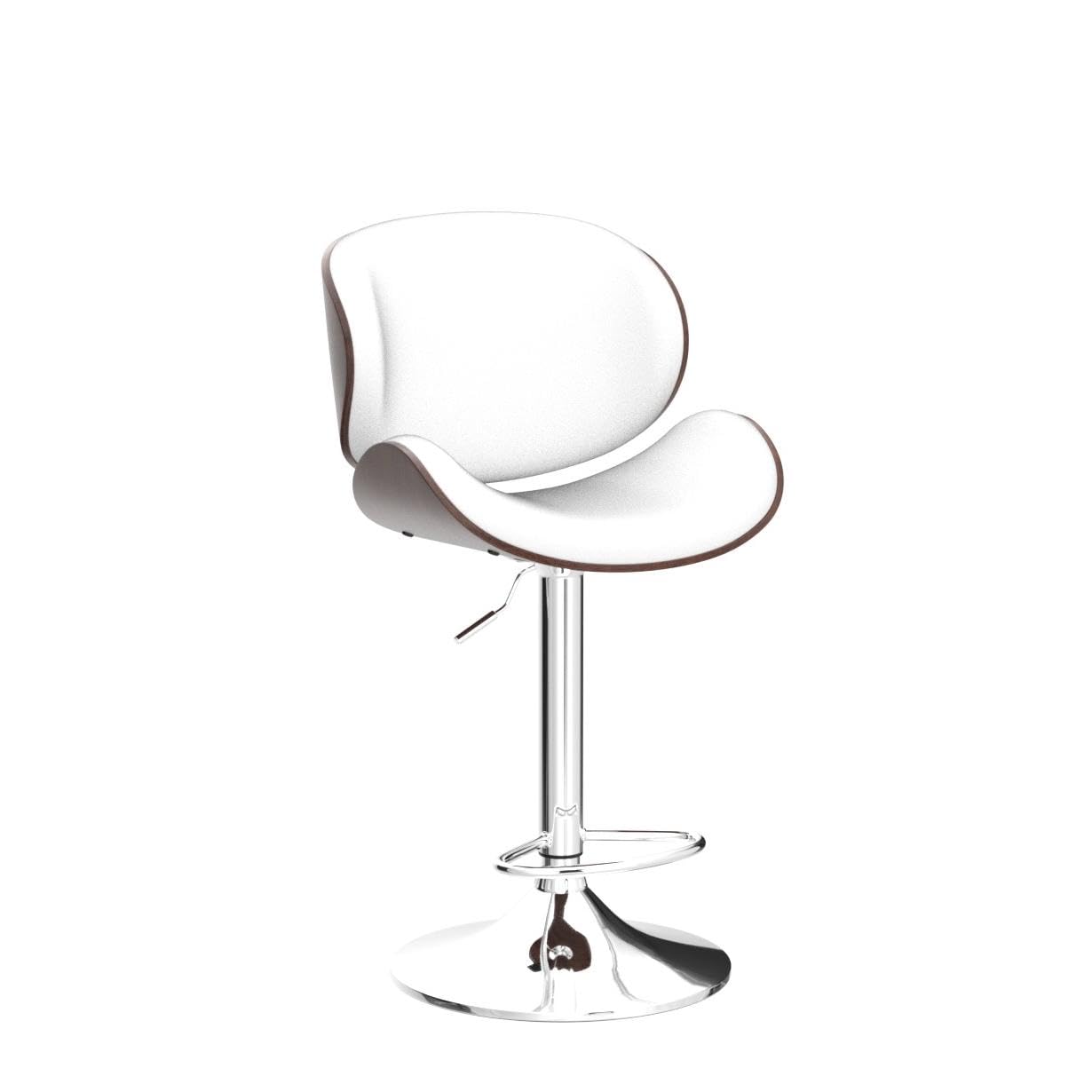 Aowos Bar Stools Set of 4, Adjustable Swivel Leather Bar Stools for Kitchen Island, Mid Century Modern Counter Height Bar Chairs Barstools with Back & Footrest (White)