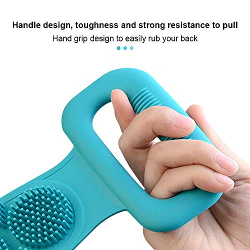 Silicone Body Scrubber,Bath Body Brush for Shower,Exfoliating Dual Side Scrubby Buddy,New Version 2020 Easy to Clean Long Hygienic Washer for Men and Women,Deep Cleaning Massage Scrubbers (Pink)