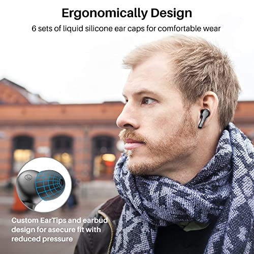 TOZO T9 True Wireless Earbuds ENC 4 Mic Call Noise Cancelling Bluetooth 5.0 Headphones & TOZO W1 Wireless Charger