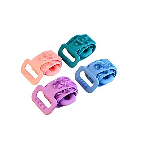 Silicone Body Scrubber,Bath Body Brush for Shower,Exfoliating Dual Side Scrubby Buddy,New Version 2020 Easy to Clean Long Hygienic Washer for Men and Women,Deep Cleaning Massage Scrubbers (Pink)