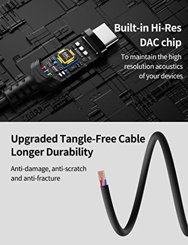 USB C Headphones Wired Earphones HiFi Stereo Type C Earbuds Noise Canceling in-Ear Headset with Mic Volume Control Bass for Samsung S23 S22 Ultra S21 FE S20 A53 Fold4 Pixel 7 6 6a 5 iPad Pro MacBook