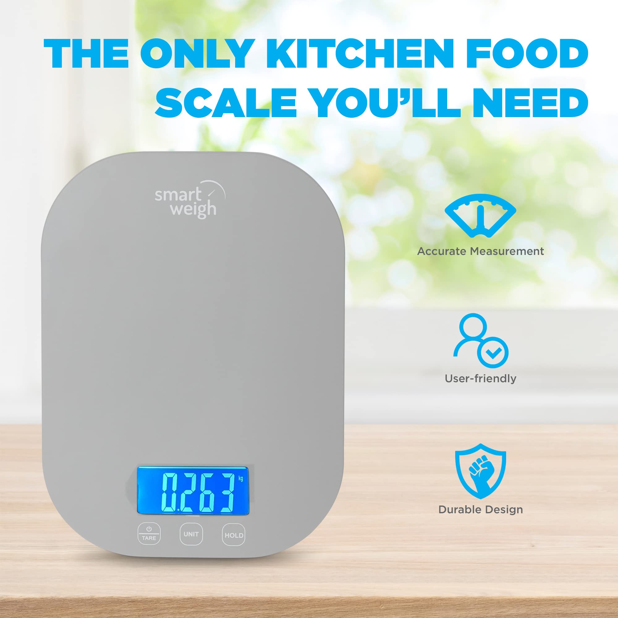 Smart Weigh 11 lb. Digital Kitchen Food Scale, Mechanical Accurate Weight Scale with 5-Unit Modes, Grams and Ounces for Weight Loss,Weighing Ingredients, Dieting, Keto Cooking , Meal Prep and Baking
