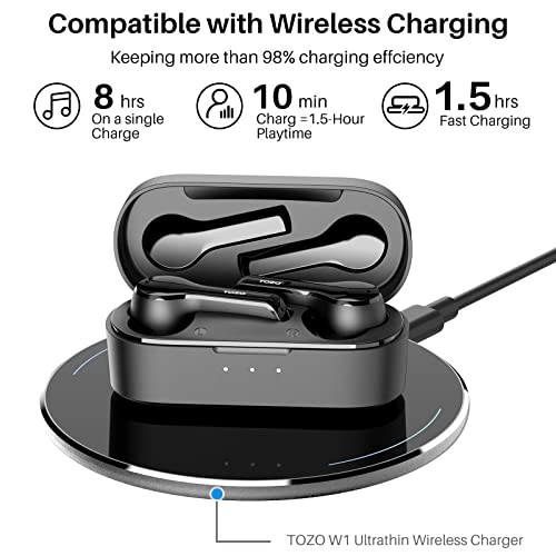 TOZO T9 True Wireless Earbuds ENC 4 Mic Call Noise Cancelling Bluetooth 5.0 Headphones & TOZO W1 Wireless Charger