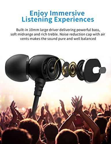 USB C Headphones Wired Earphones HiFi Stereo Type C Earbuds Noise Canceling in-Ear Headset with Mic Volume Control Bass for Samsung S23 S22 Ultra S21 FE S20 A53 Fold4 Pixel 7 6 6a 5 iPad Pro MacBook