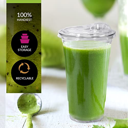 PAMI Clear 24oz Plastic Cups With Sip Lids [Pack of 50] - BPA-Free Disposable Clear Cups With Strawless Lids For Cold Drinks- To-Go Cups With Lids For Iced Coffee & Tea, Smoothies, Boba, Cocktails