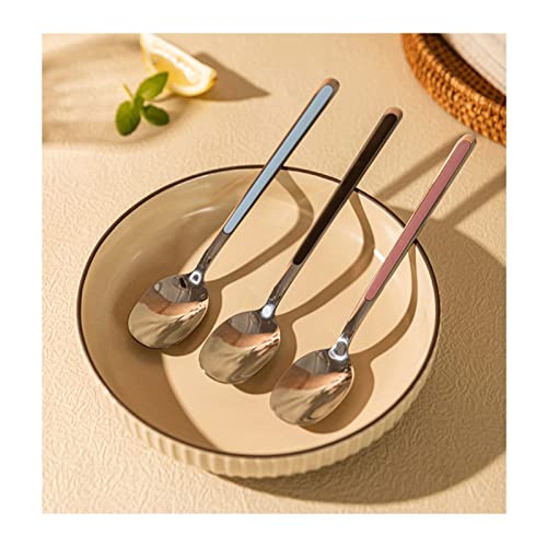 Spoons Soup Spoon Stainless Steel Spoon Household Soup Spoon Long Handle Rice Spoon Durable Delicate Bright Spoon Teaspoon (Color : Bigblue Mug)
