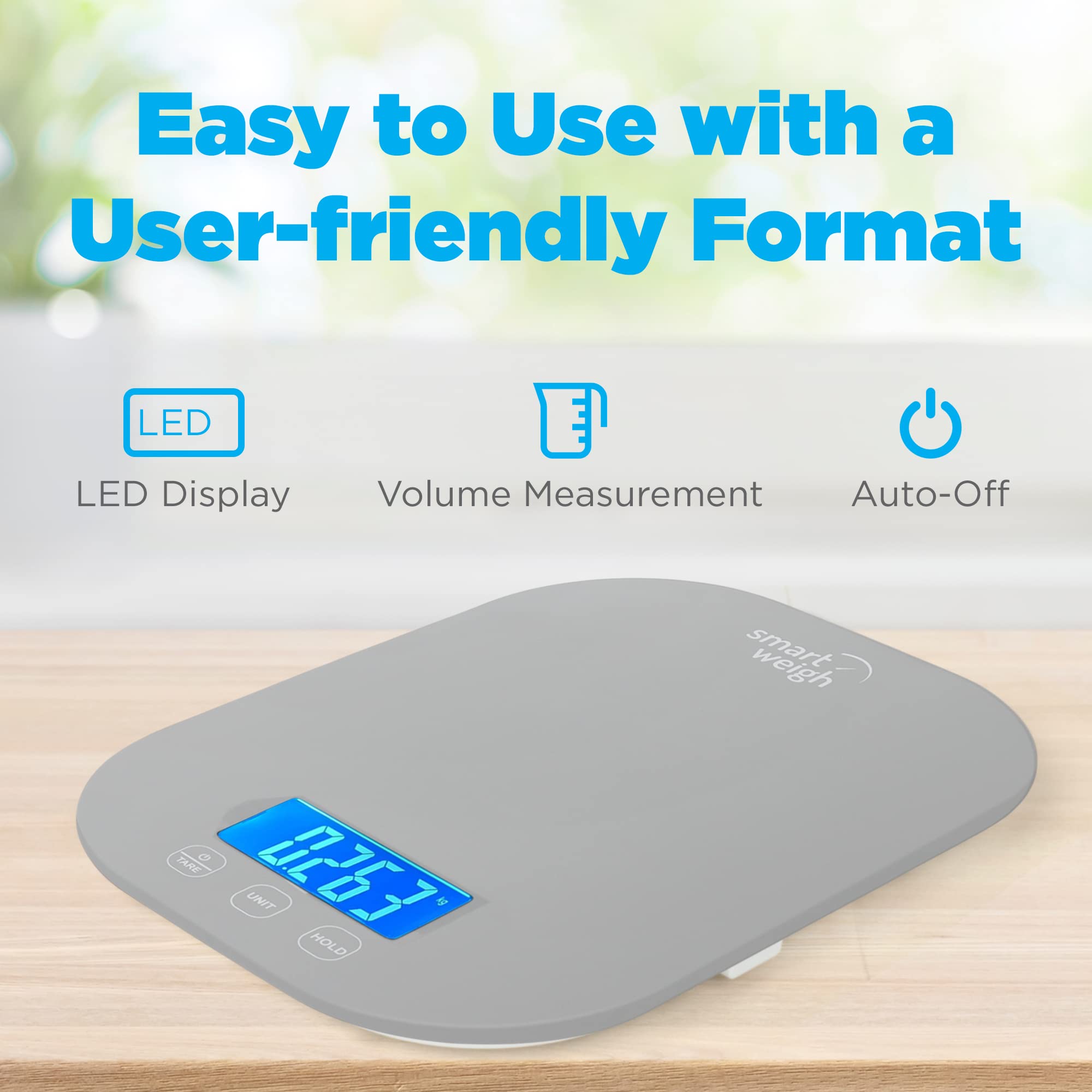Smart Weigh 11 lb. Digital Kitchen Food Scale, Mechanical Accurate Weight Scale with 5-Unit Modes, Grams and Ounces for Weight Loss,Weighing Ingredients, Dieting, Keto Cooking , Meal Prep and Baking