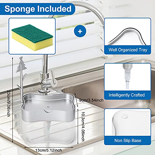 Premium Quality Dish Soap Dispenser - Countertop Kitchen Soap Dispenser, Sink Dish Washing Soap Dispenser 13 Ounces (Sponge Included)