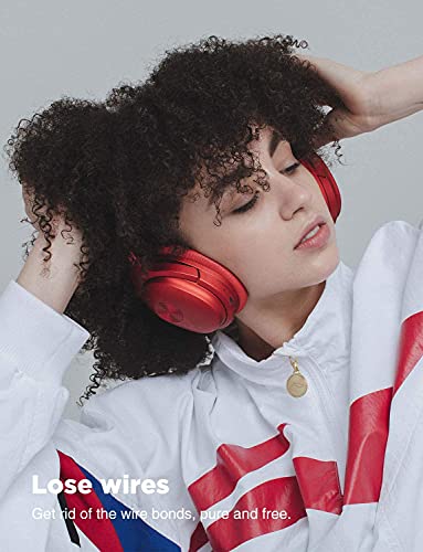 SE7 Dual Feedback Active Noise Cancelling Headphones Bluetooth Headphones Wireless Headphones Over Ear Built-in Microphone Deep Bass, 30 Hours for Travel/Work/TV/Computer/Cellphone -Red
