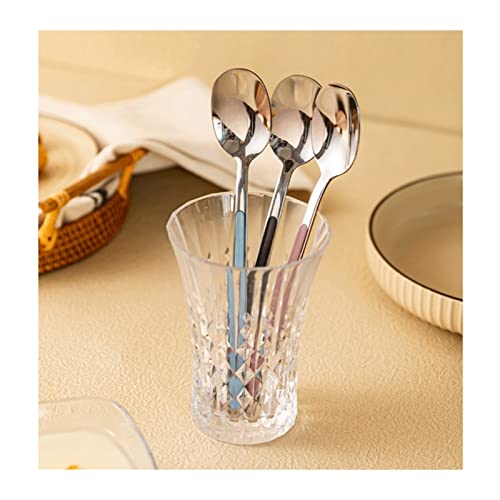 Spoons Soup Spoon Stainless Steel Spoon Household Soup Spoon Long Handle Rice Spoon Durable Delicate Bright Spoon Teaspoon (Color : Bigblue Mug)