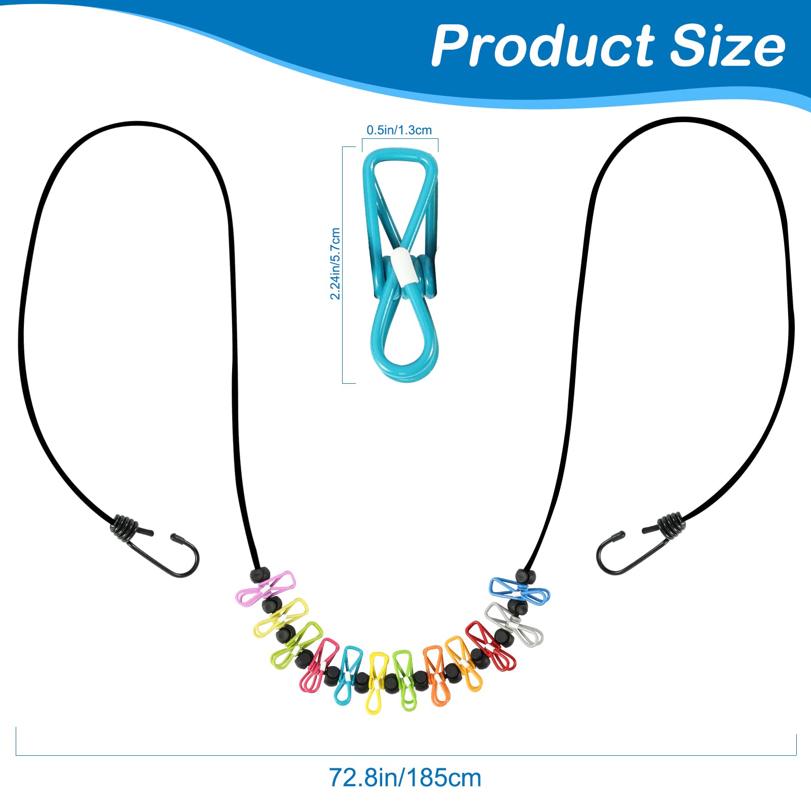 Retractable Portable Clothesline for Travel,Clothing line with 12 Clothes Clips, for Indoor Laundry Drying line,Outdoor Camping Accessories