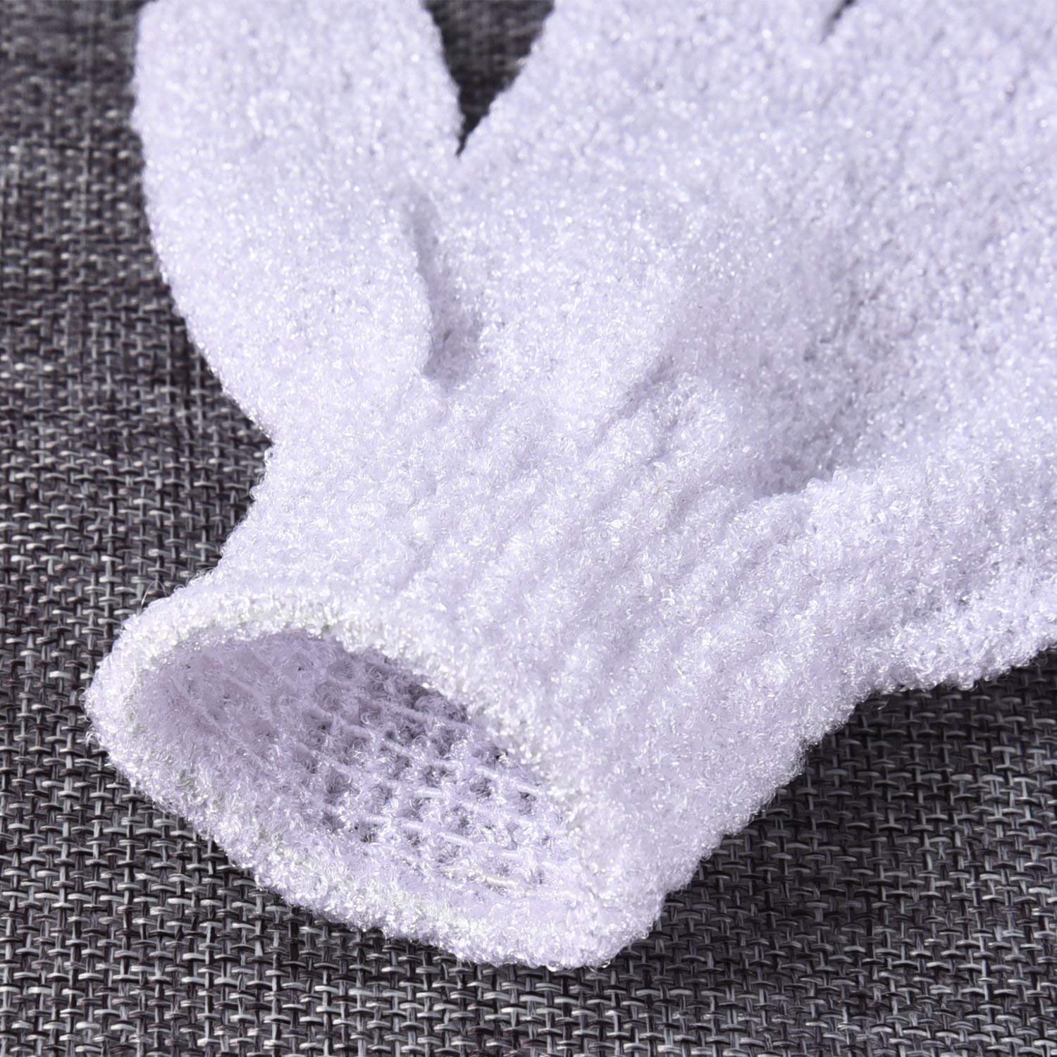 TOMYEUS Shower Gloves Scrubbing Gloves Dual-Sided Exfoliating Glove Body Bath Scrubs, White, 4 Pairs